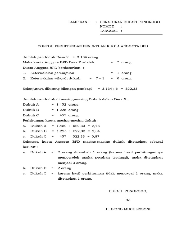 Lampiran Perbub BPD No 69 Tahun 2017 | PDF