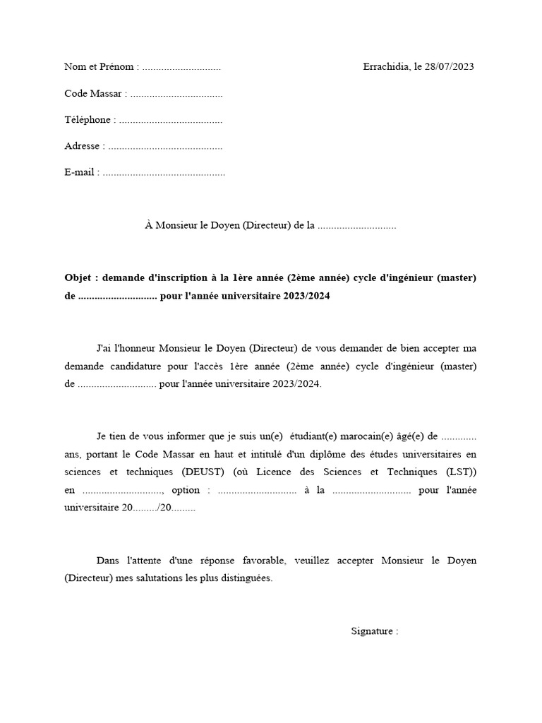 Exemple Demande Manuscrite | PDF | Jeux et activités