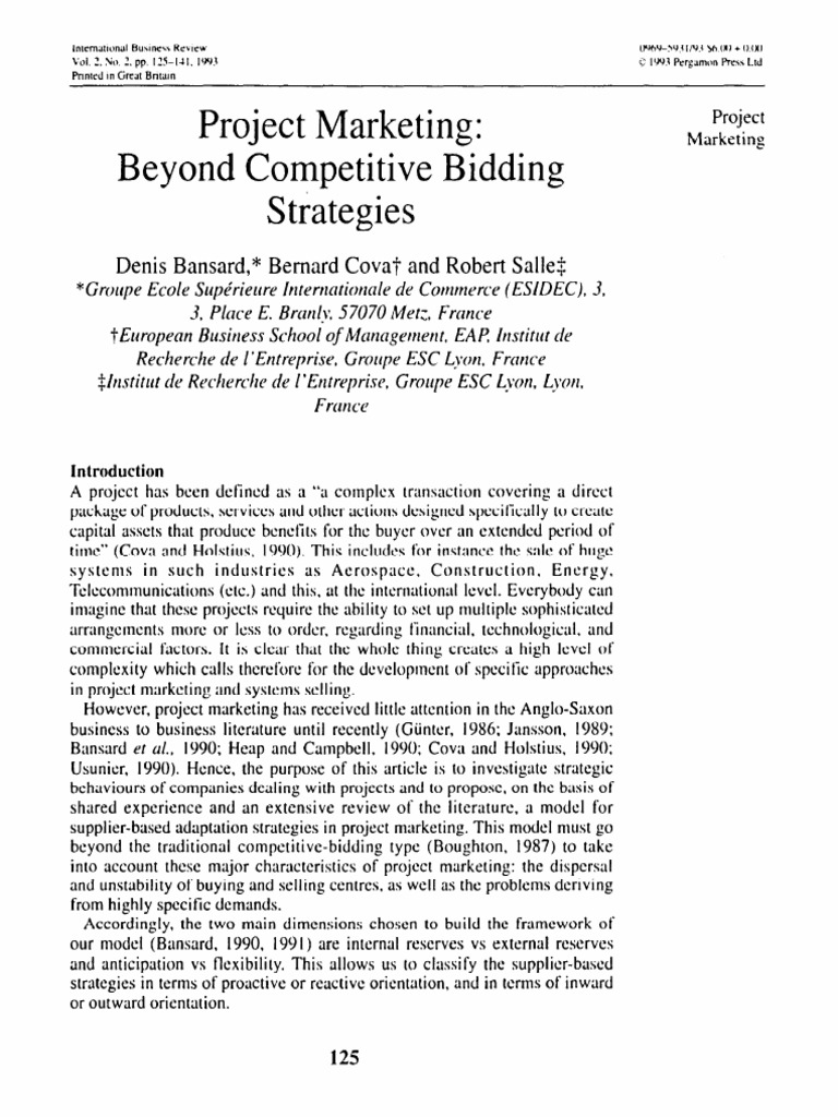 Strategic Approaches in Project Marketing | PDF | Business | Computers