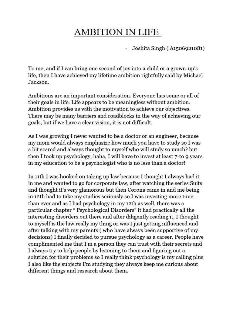 Ambition in Life | PDF | Self-Improvement | Wellness