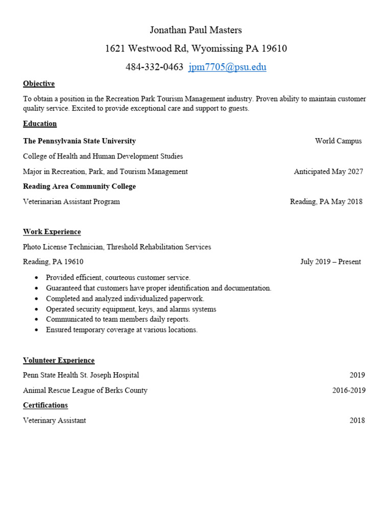 RPTM Resume 1 | PDF
