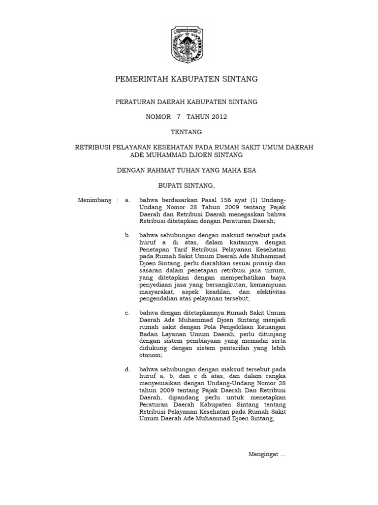 Perda No.7 TH 2012 | PDF