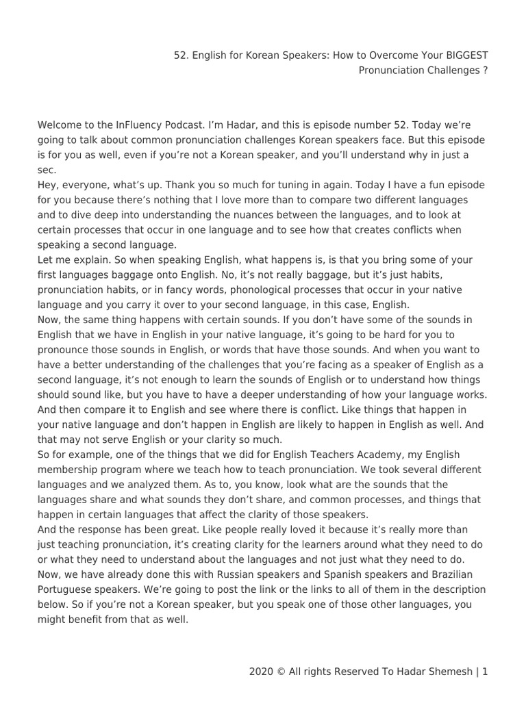 English For Korean Speakers How To Overcome Your BIGGEST Pronunciation ...