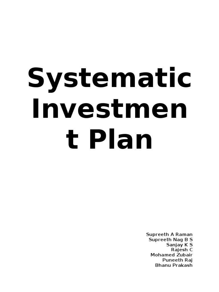 Systematic Investment Plan | PDF | Mutual Funds | Investing