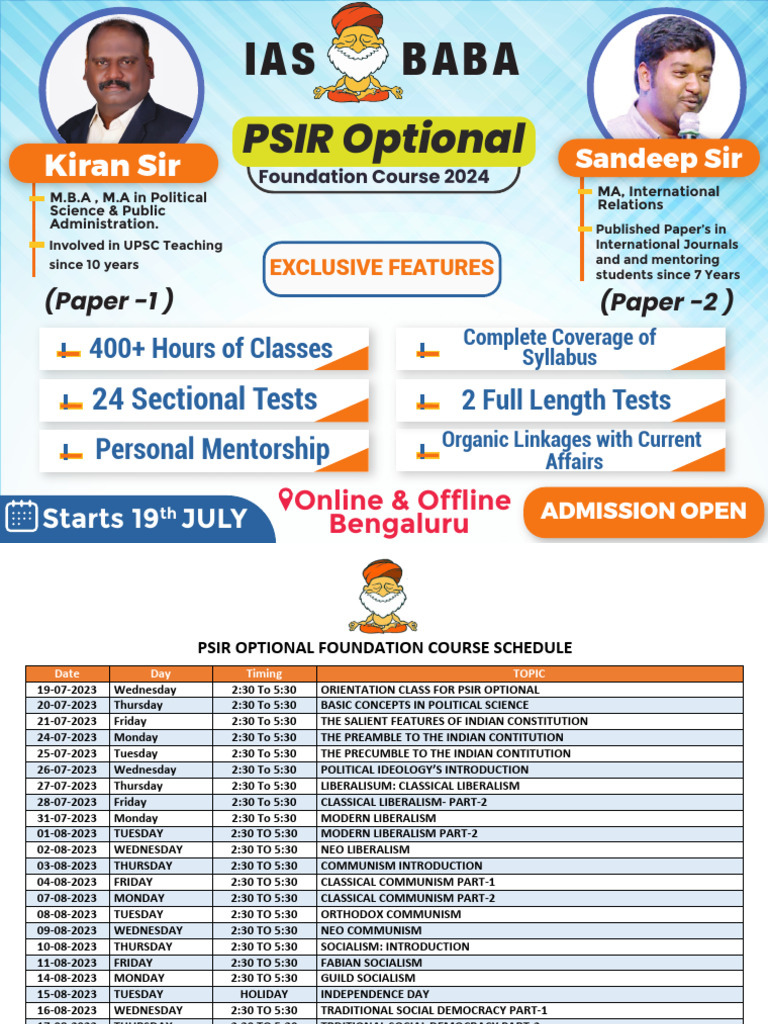 Psir Optional Course Schedule | PDF