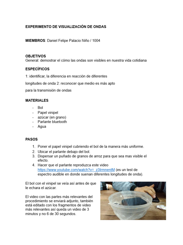 Experimento de Ondas | PDF Experimento de Ondas | PDF
