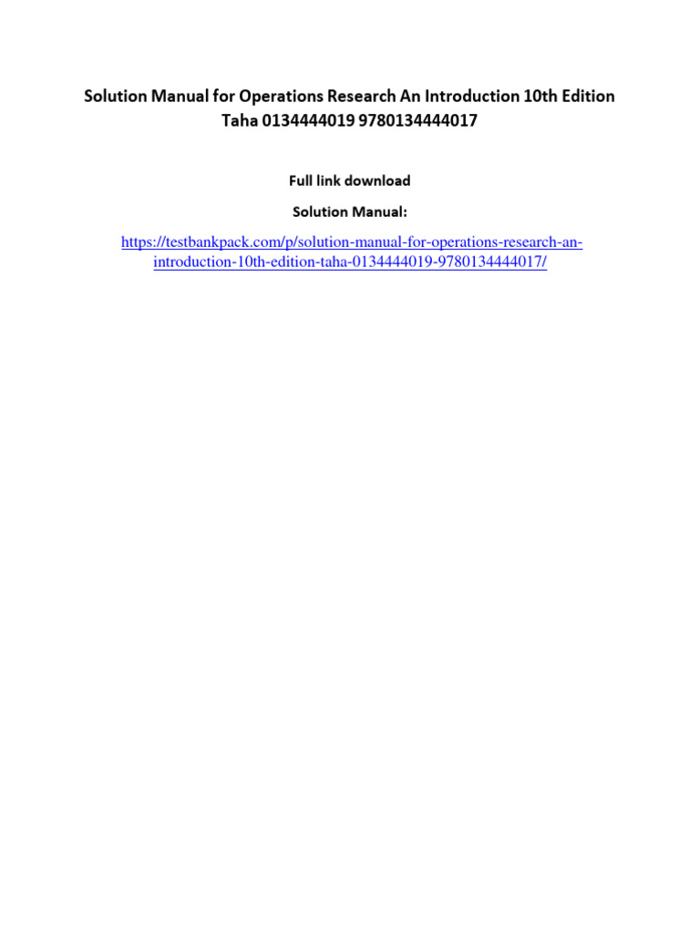 Solution Manual For Operations Research An Introduction 10th Edition ...