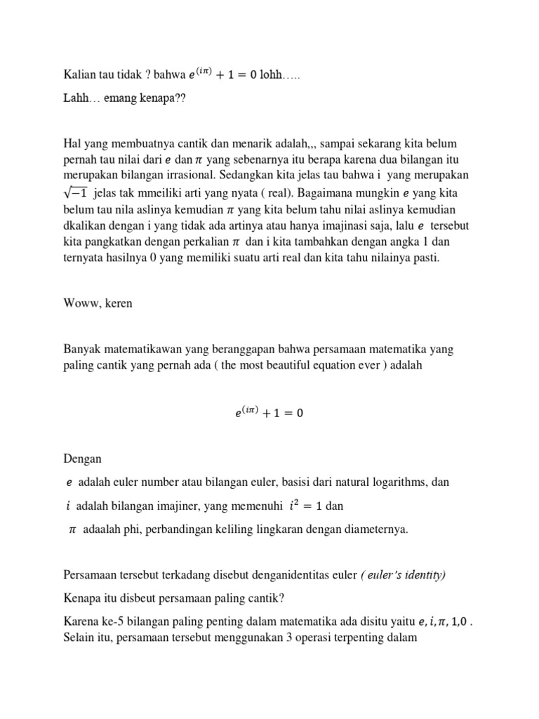 Euler's Identity | PDF | Metode & Bahan Ajar