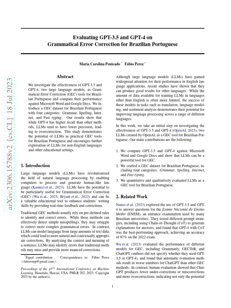 Evaluating GPT-3.5 and GPT-4 On Grammatical Error Correction For ...