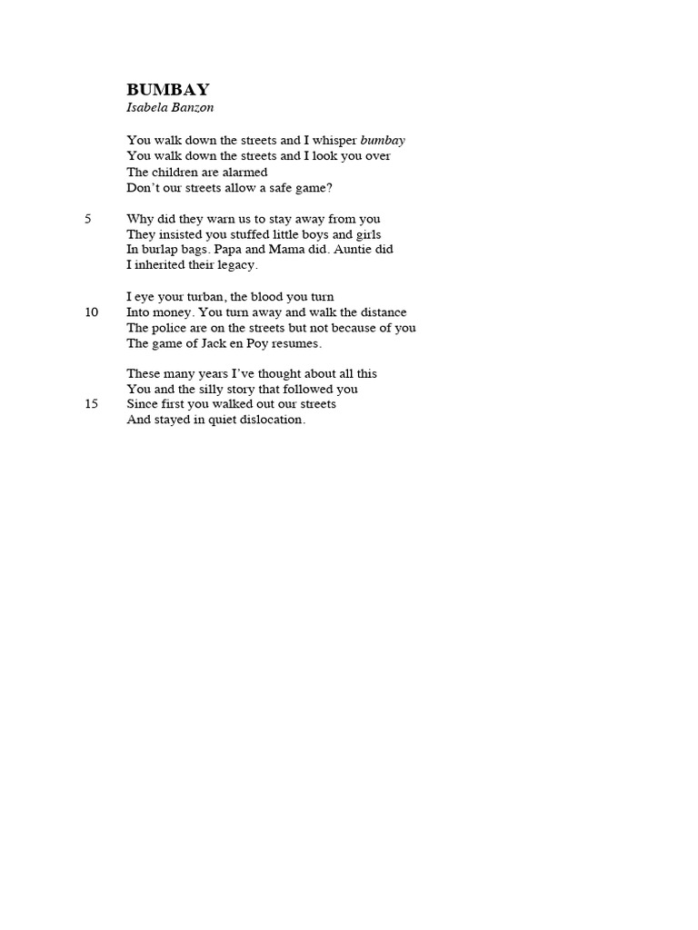 Isabela Banzon's Bumbay | PDF