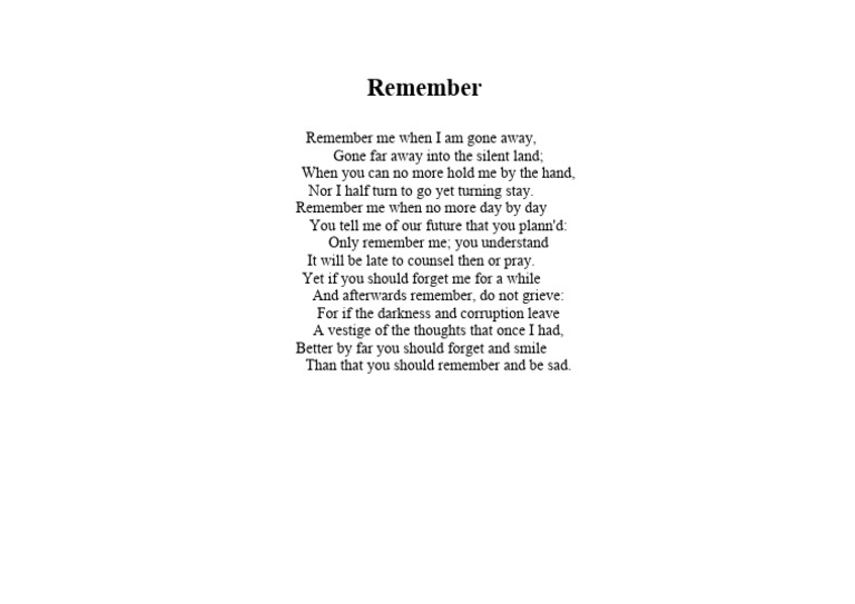 Remember Copy of Poem | PDF