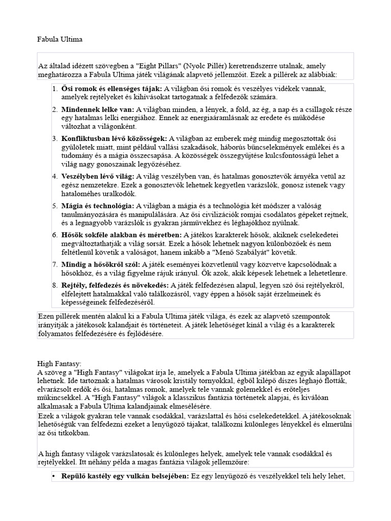 Fabula Ultima Alapok | PDF