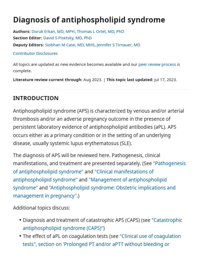 Apla Diagnosis | PDF