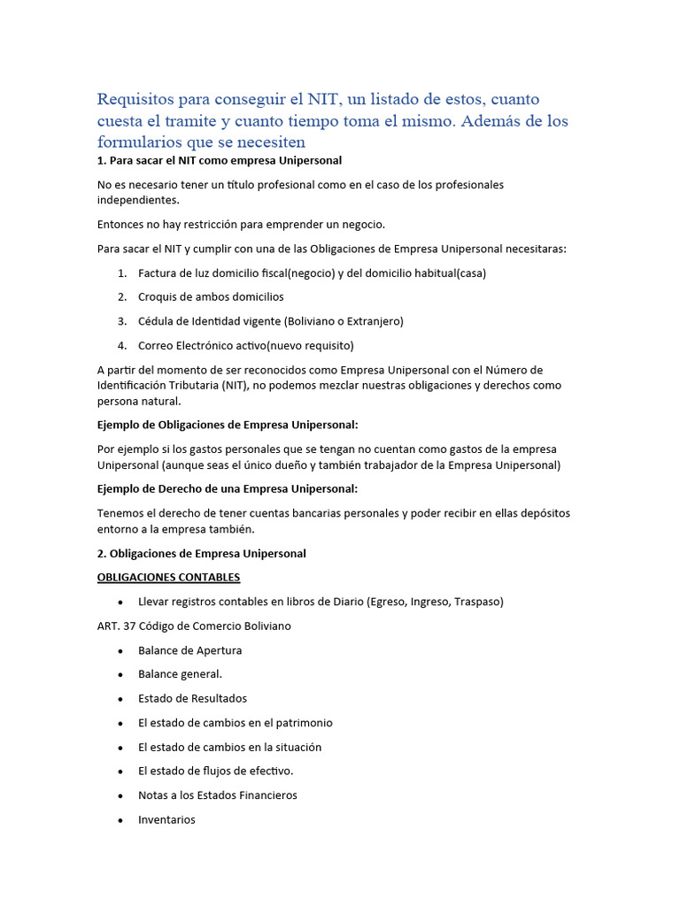Requisitos para Conseguir El NIT | PDF