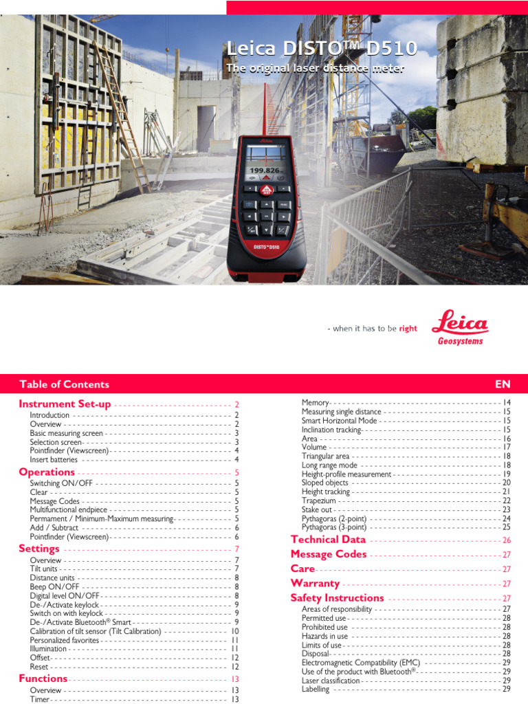 Leica Disto D510 User Manual | PDF