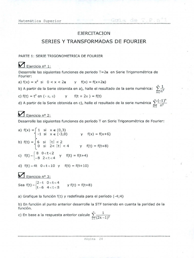 Guía 2 - Series y Transformadas de Fourier - Resuelta 1 | PDF | Métodos y materiales de enseñanza