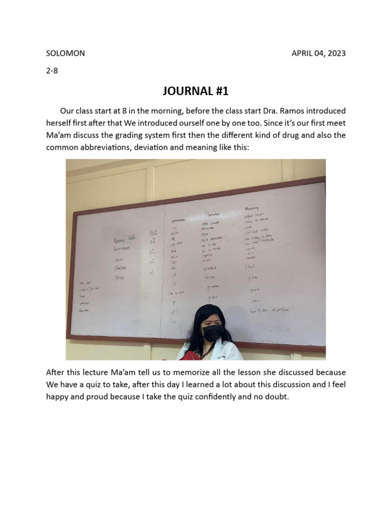 Pharma Rle Journal 1 Solomon | PDF