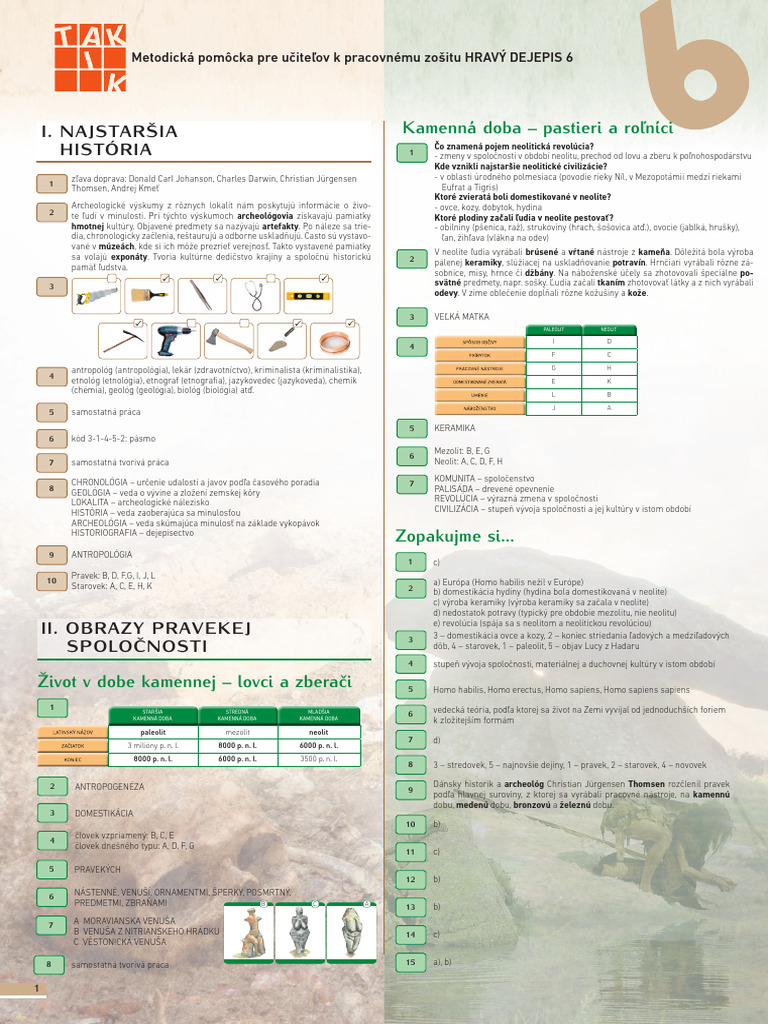 Hravý Dejepis 6 - RIEŠENIA | PDF
