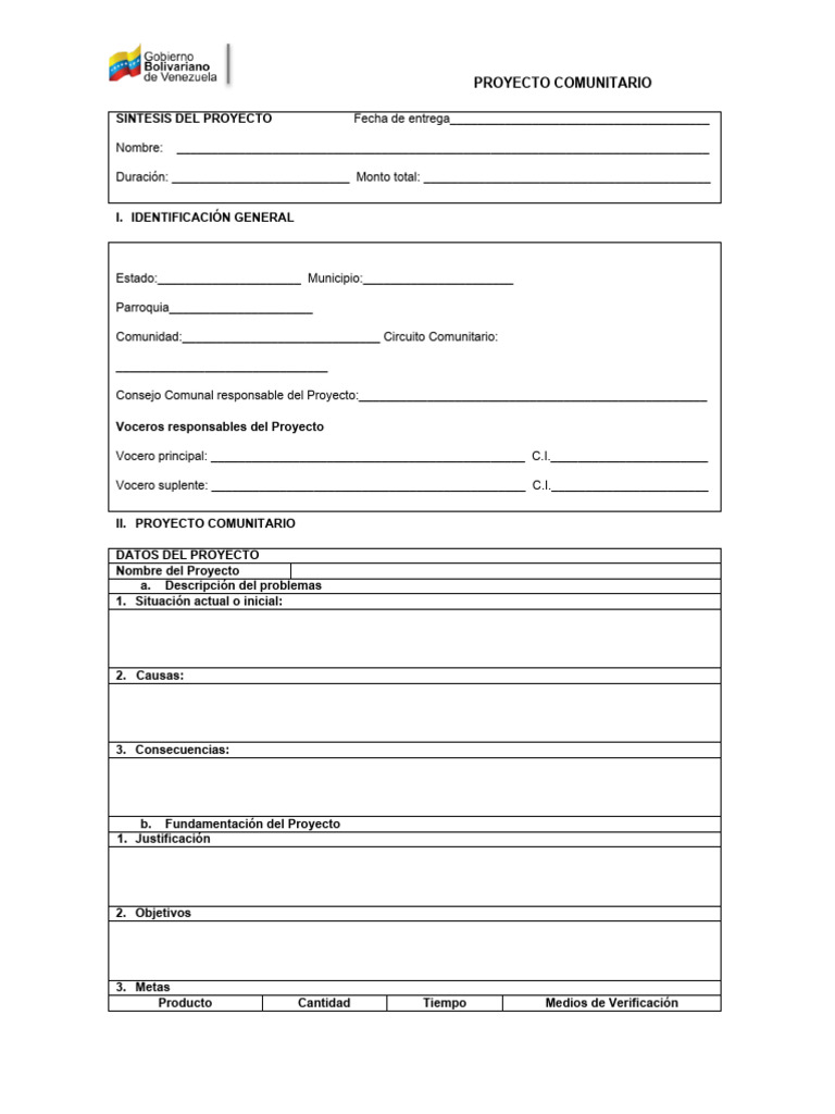 Formato de Proyecto Comunitario | PDF