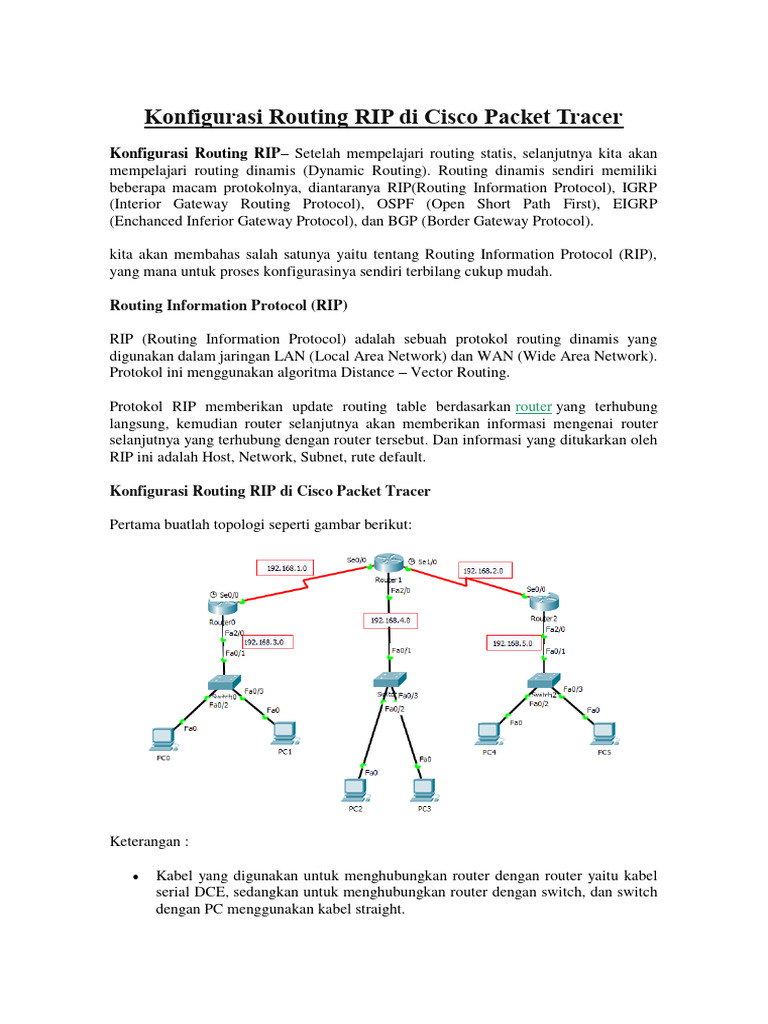 Konfigurasi Routing Rip Konfigurasi Ospf Dan Eigrp Di Cisco Packet Tracer Pdf