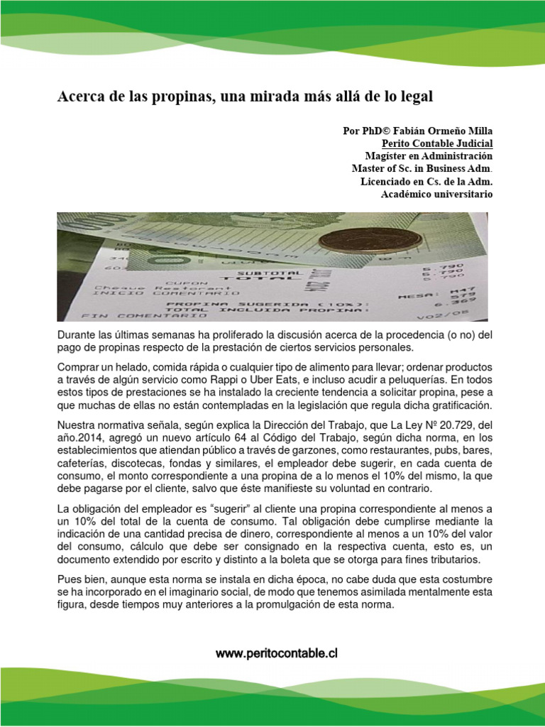 Sobre Las Propinas | PDF | Gratificación