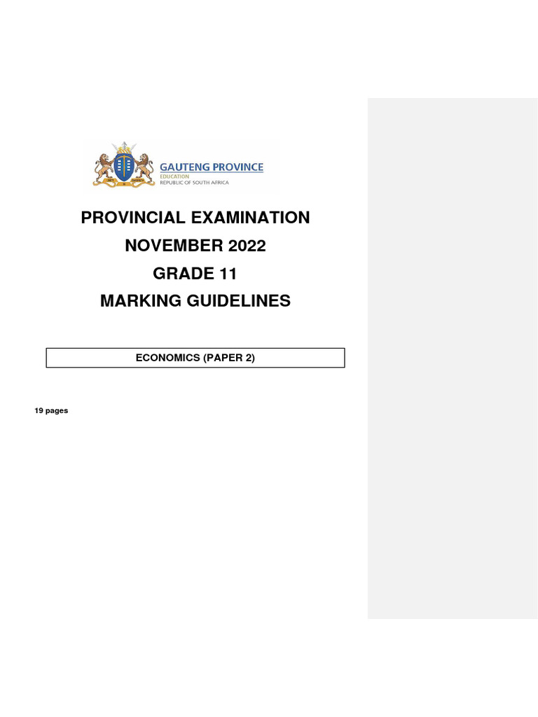 GR 11 Economics P2 (English) November 2022 Possible Answers | PDF GR 11 Economics P2 (English) November 2022 Possible Answers | PDF
