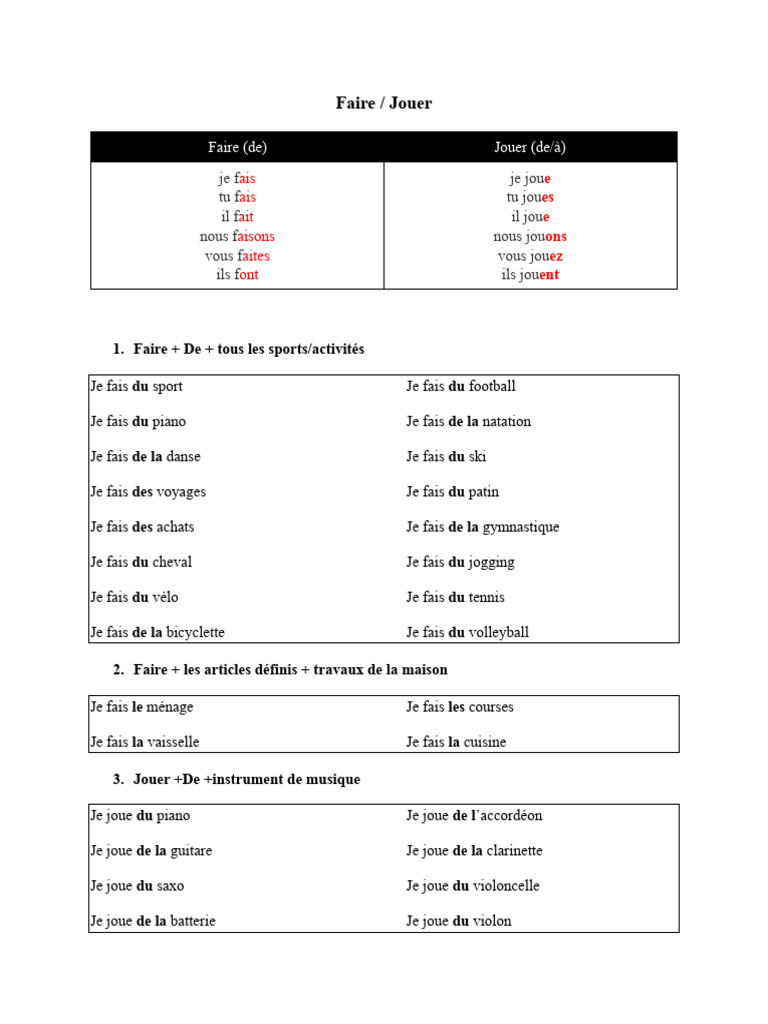 Activités Sportives et Musicales : Faire et Jouer | PDF