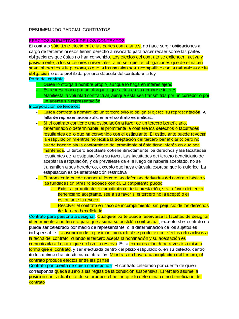 Resumen 2do Parcial Contratos | PDF