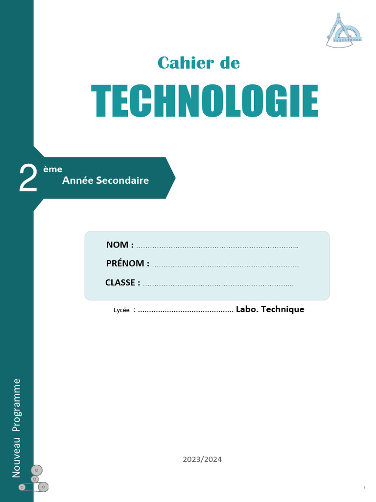 Cahier de Technologie 2eme 2024 | PDF | Méthodes et références ...
