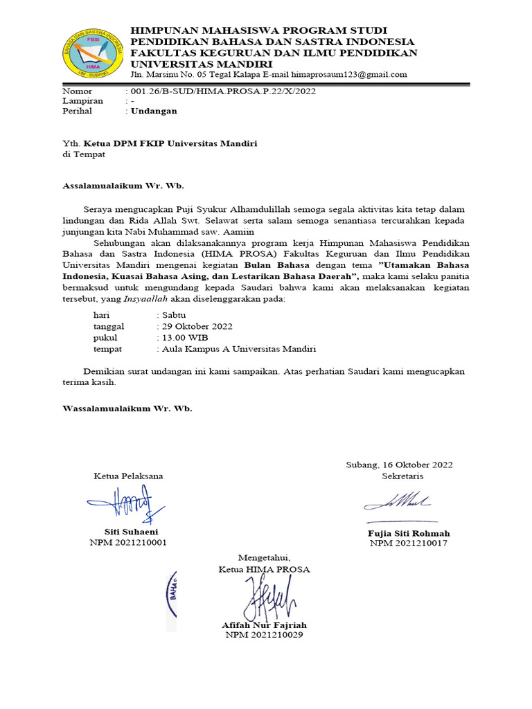 Ketua DPM FKIP Universitas Mandiri | PDF