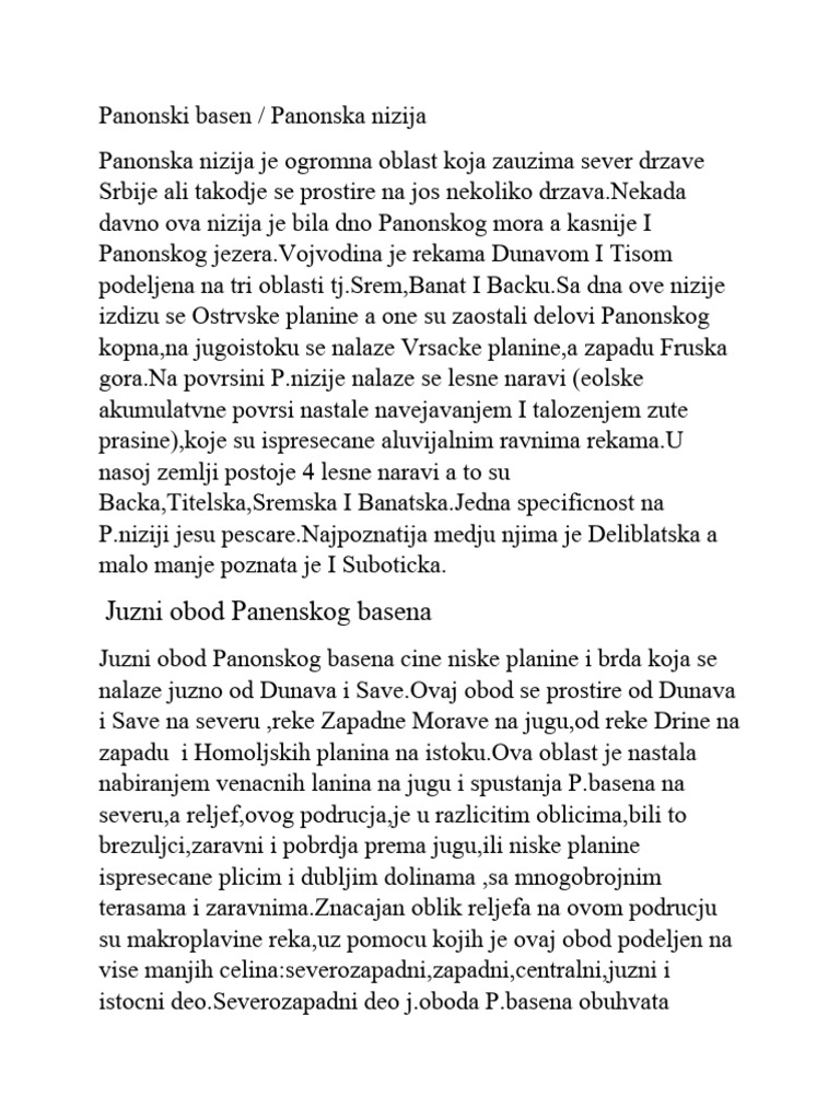 Panonski Basen... Domaci Rad | PDF