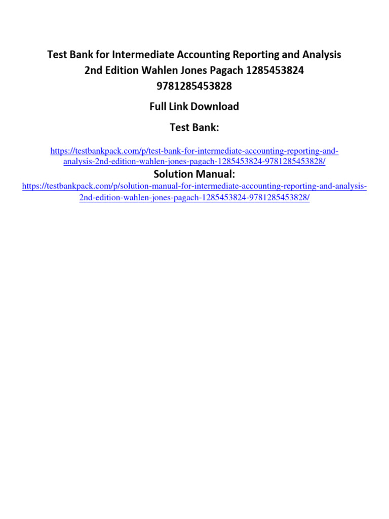 Test Bank for Intermediate Accounting | PDF | Generally Accepted ...