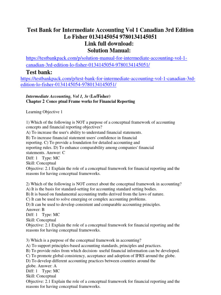 Test Bank For Intermediate Accounting Vol 1 Canadian 3rd Edition Lo ... Test Bank For Intermediate Accounting Vol 1 Canadian 3rd Edition Lo ...