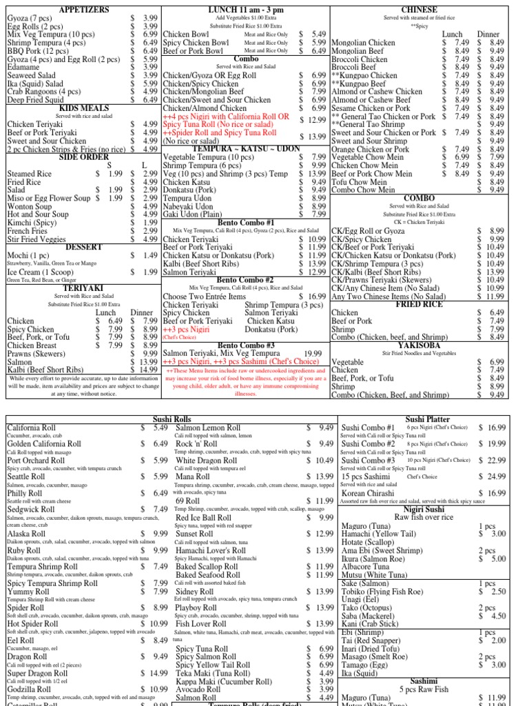 Mana Menu PDF | Sushi | Japanese Cuisine