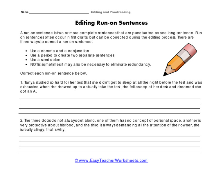 Editing Run-On Sentences | PDF
