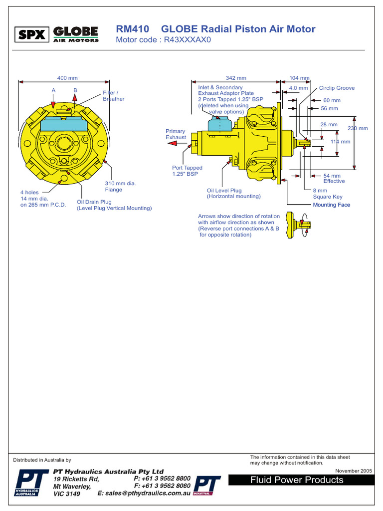 GLOBE - Radial Piston Air Motors - RM410 Series | PDF