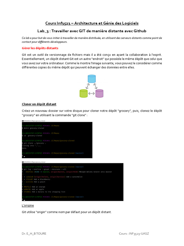 Travailler avec Git et GitHub à Distance | PDF | Ordinateurs
