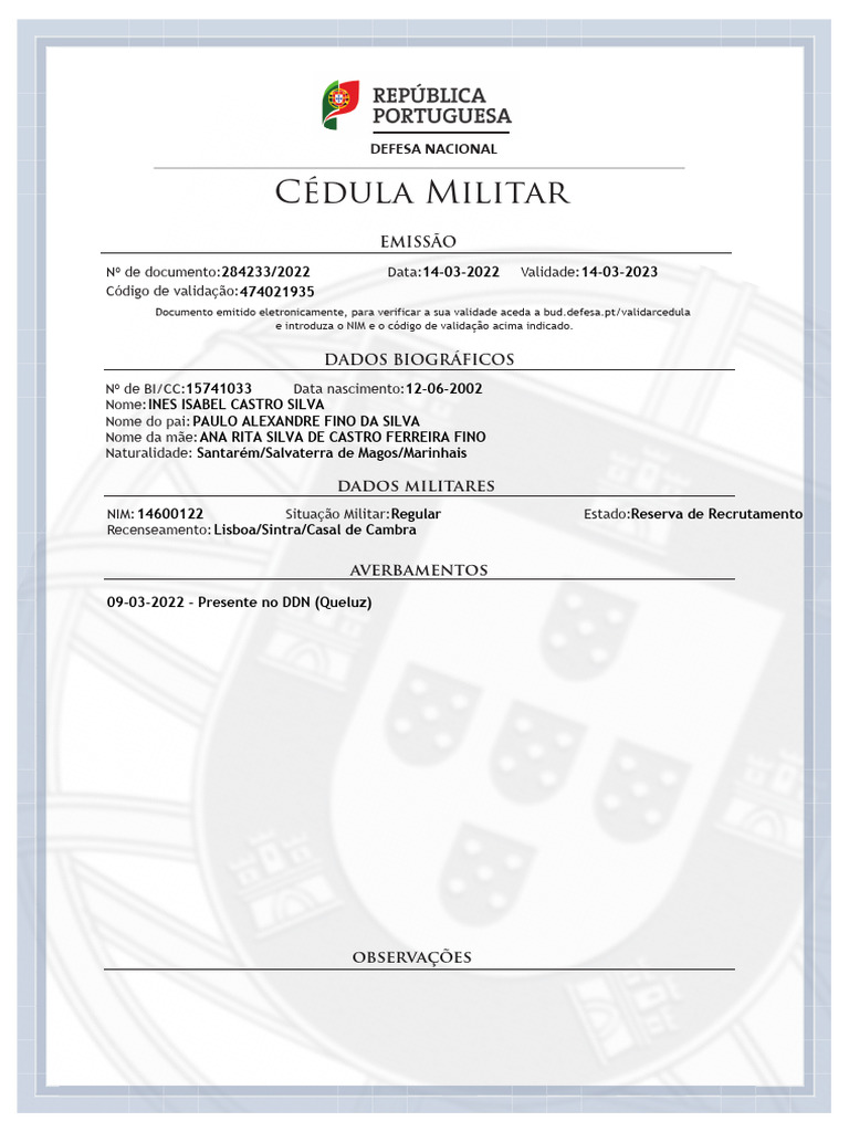 Cédula Militar | PDF