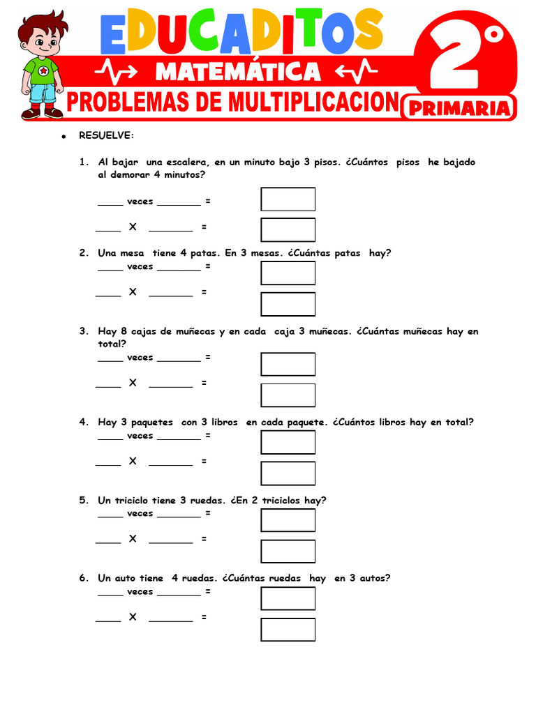 Problemas de Multiplicacion para Segundo Grado de Primaria | PDF