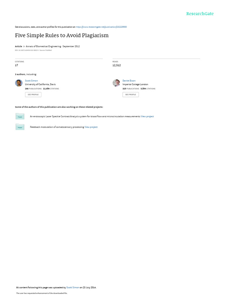 Five Simple Rules To Avoid Plagiarism | PDF | Science & Mathematics