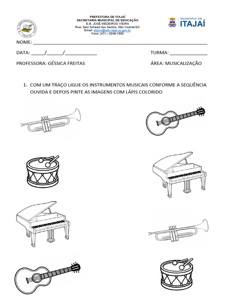 Ligue Os Instrumentos Musicais 2 | PDF