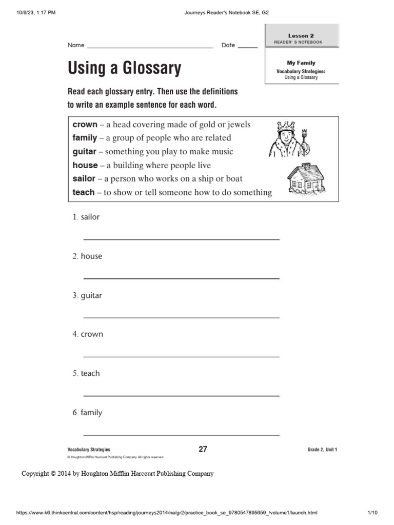 Journeys Reader's Notebook SE, G2 | PDF