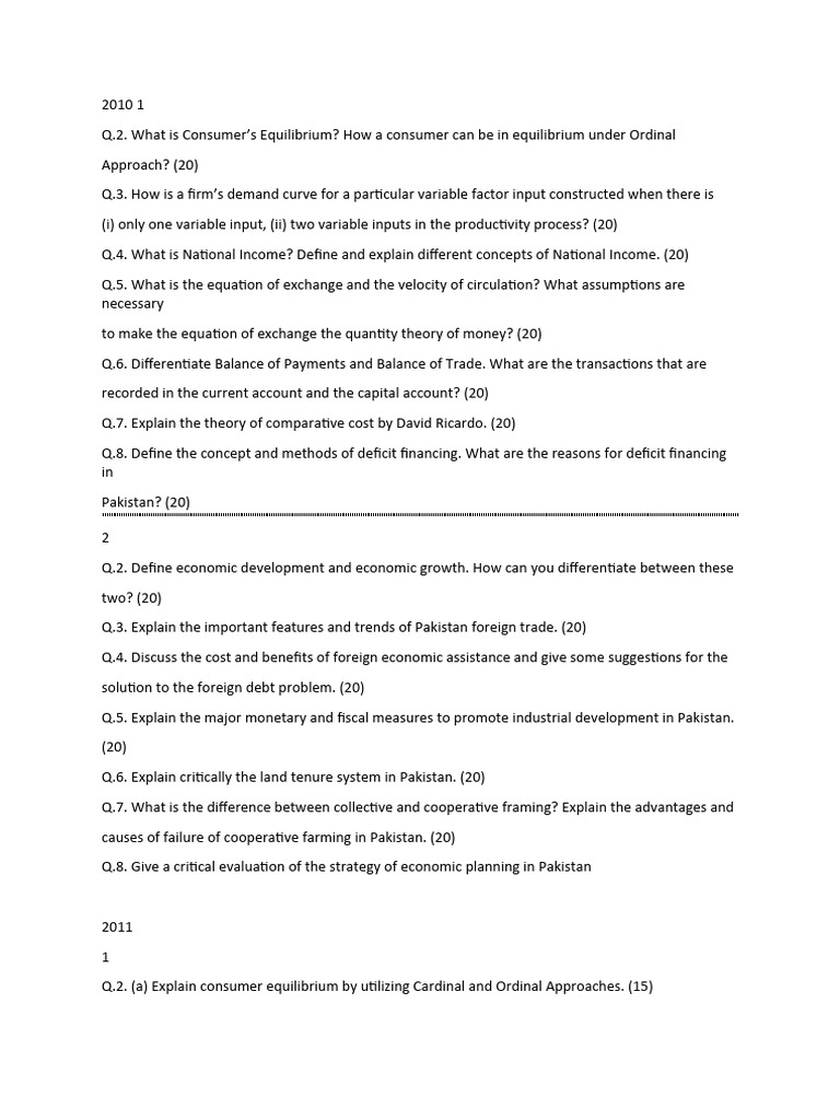 Economics Past Papers | PDF