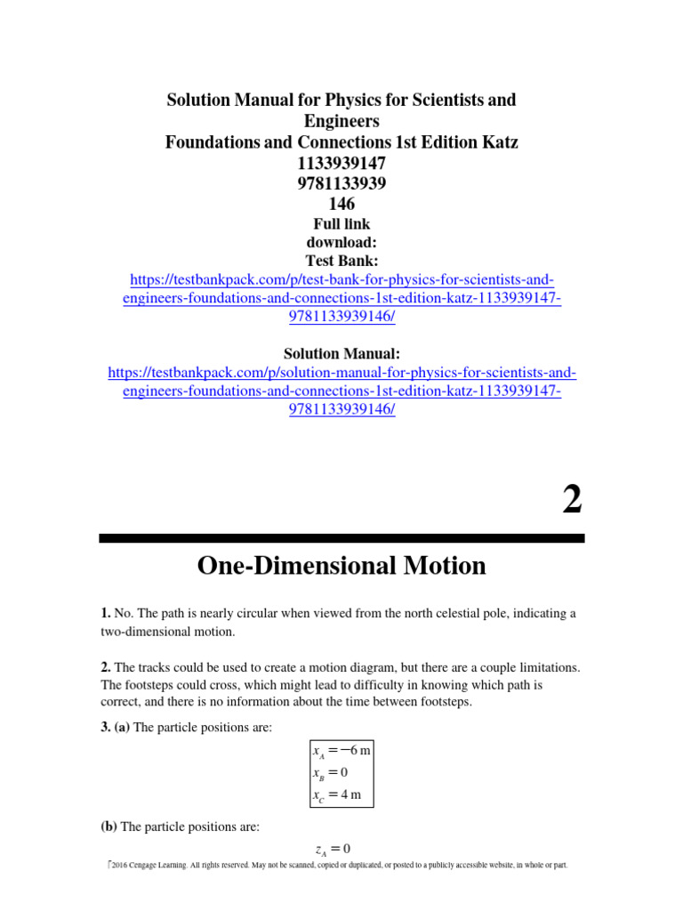 Solution Manual For Physics For Scientists and Engineers Foundations and Connections 1st Edition ...
