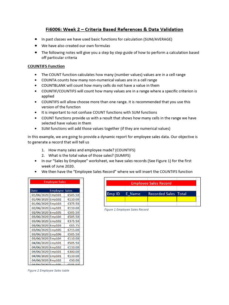 Week2 CriteriaBasedFunctions Data Validation | PDF