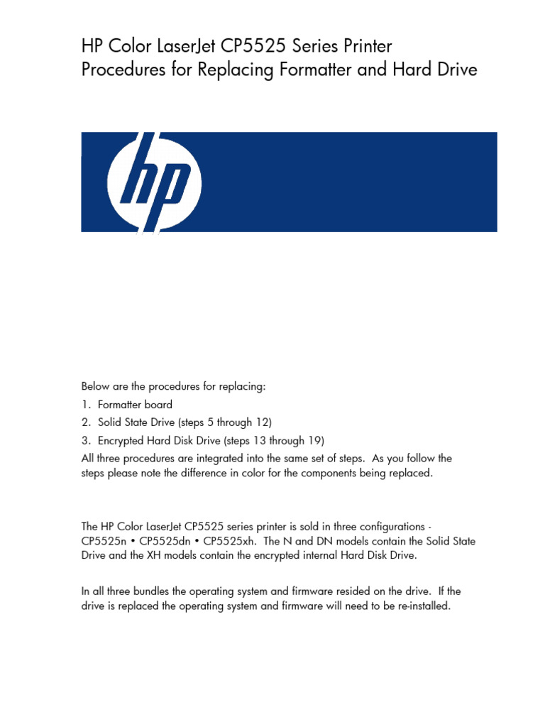 Replacing HD - Formatter - Procedure-CP5525 | PDF