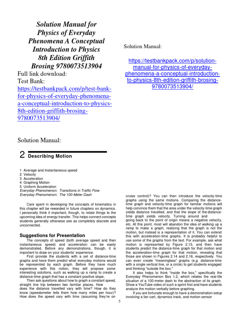 Solution Manual For Physics of Everyday Phenomena A Conceptual ...