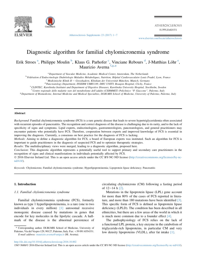 Diagnostic Algorithm For Familial Chylomicronemia Syndrome 2017 | PDF ...