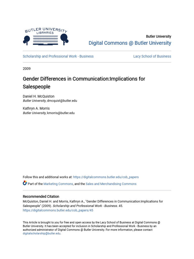 Gender Differences in Communication - Implications For Business | PDF