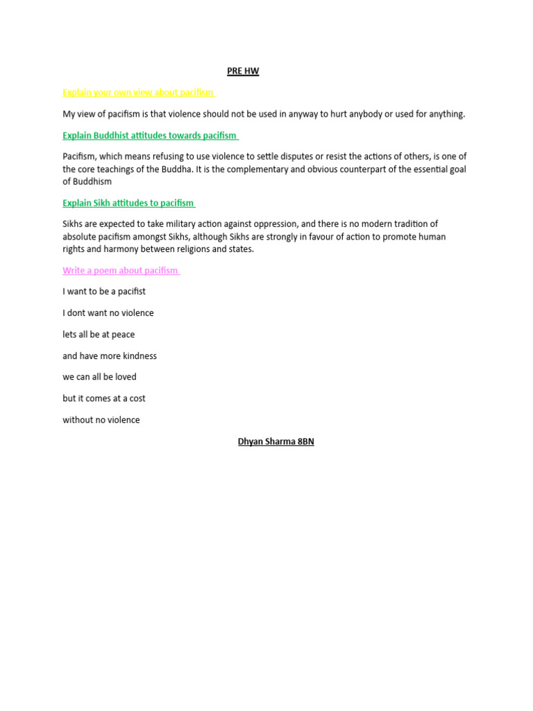 Perspectives on Pacifism Explained | PDF | Politics | Philosophy